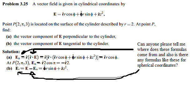 Solved Problem 3.25 A vector field is given in cylindrical | Chegg.com