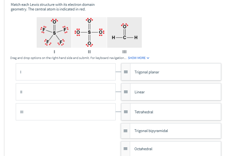 Solved Match each Lewis structure to its electron domain | Chegg.com