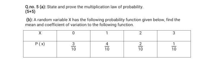 Solved Q.no. 5 (a): State and prove the multiplication law | Chegg.com