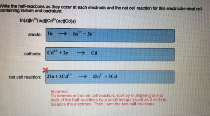 Solved Write the half-reactions as they occur at each | Chegg.com