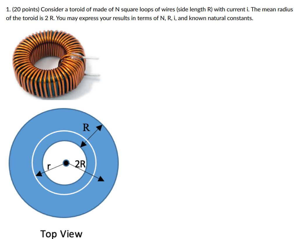 Solved 1. (20 points) Consider a toroid of made of N square | Chegg.com