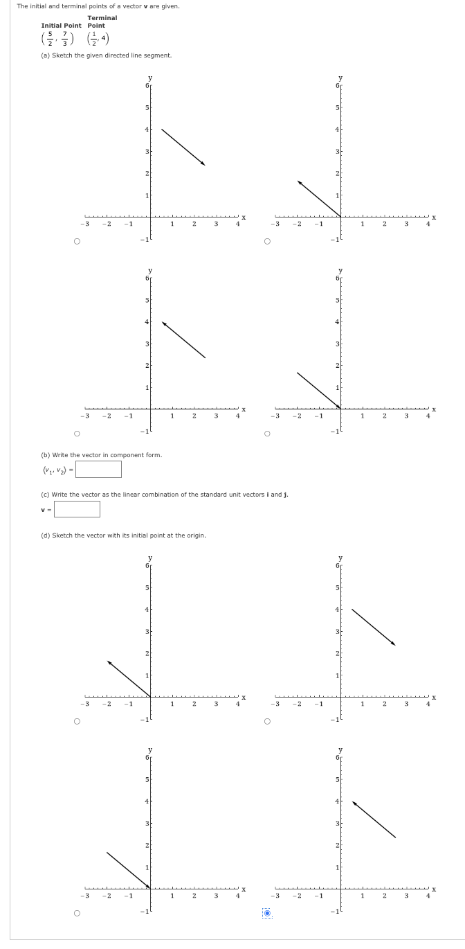 Solved The initial and terminal points of a vector v ﻿are | Chegg.com