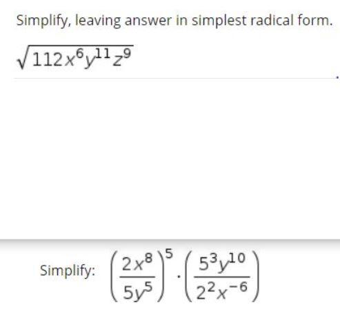 Solved Simplify, leaving answer in simplest radical form. | Chegg.com