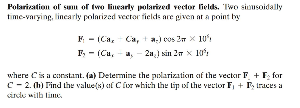 Solved Polarization of sum of two linearly polarized vector | Chegg.com