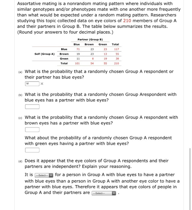Solved Assortative mating is a nonrandom mating pattern | Chegg.com