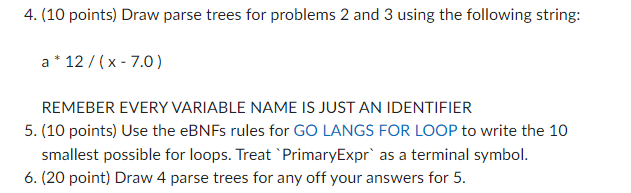 Solved 4. (10 points) Draw parse trees for problems 2 and 3 | Chegg.com