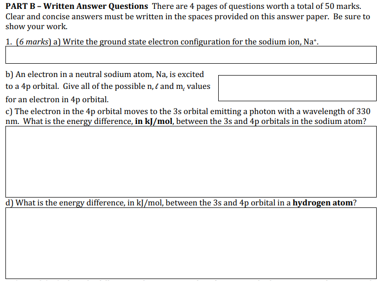 Solved PART B - Written Answer Questions There are 4 pages | Chegg.com