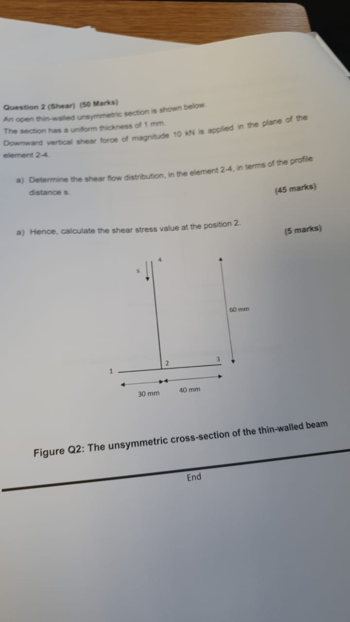 Solved Ouestion 2 (Shear) (50 ﻿Marks)An open thin walled | Chegg.com
