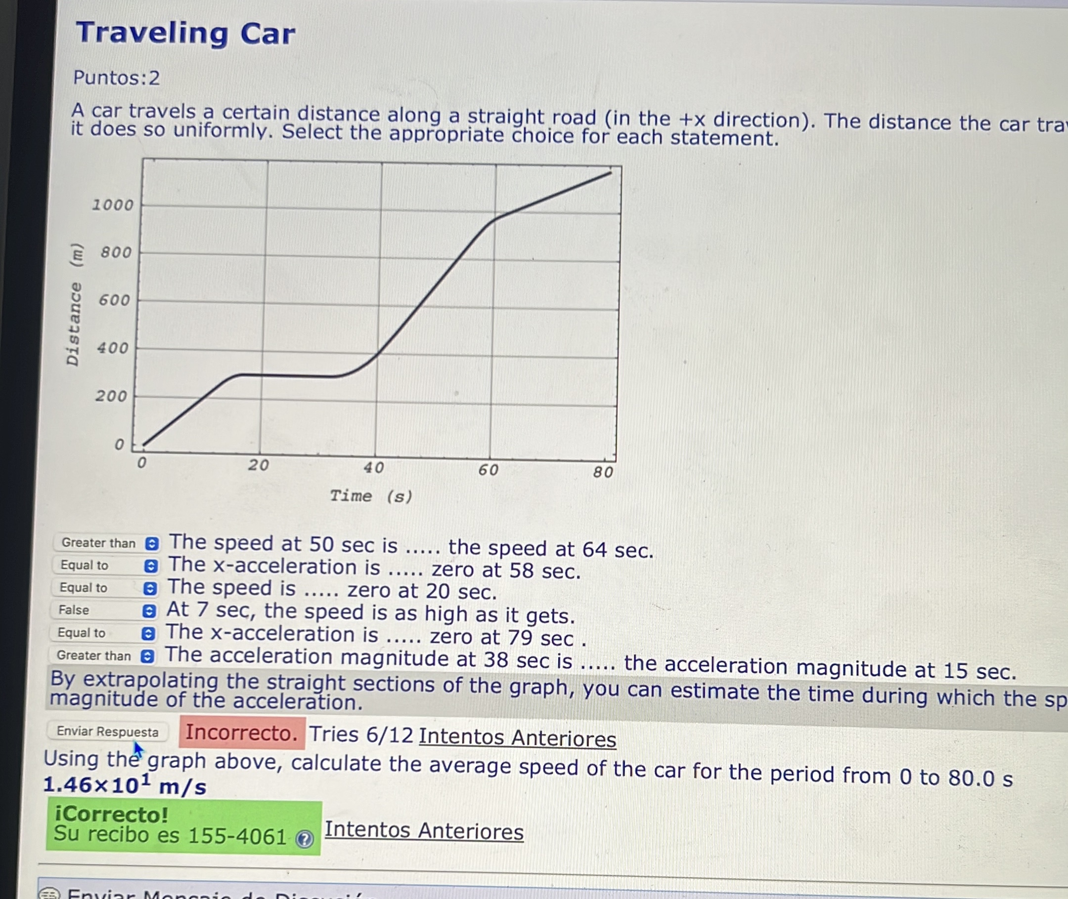 Solved A car travels a certain distance along a straight | Chegg.com