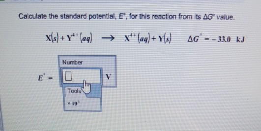 Solved calculate the standard potential, E^0, for this | Chegg.com