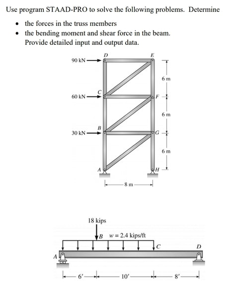Solved Use program STAAD-PRO to solve the following | Chegg.com
