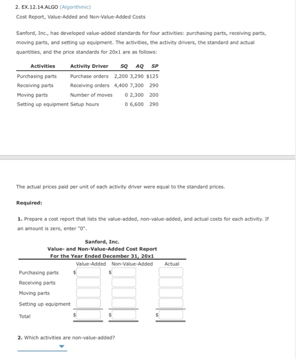 Solved 2 Ex 12 14 Algo Algorithmic Cost Report