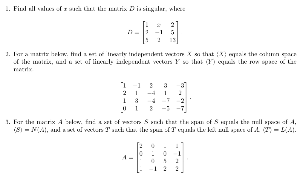 Solved 1. Find all values of r such that the matrix D is | Chegg.com