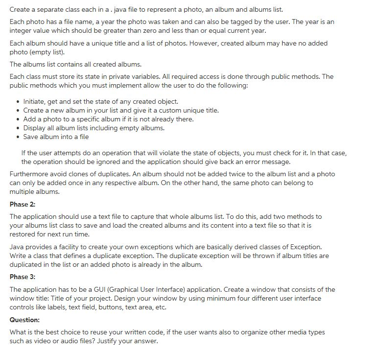 Create A Separate Class Each In A Java File To