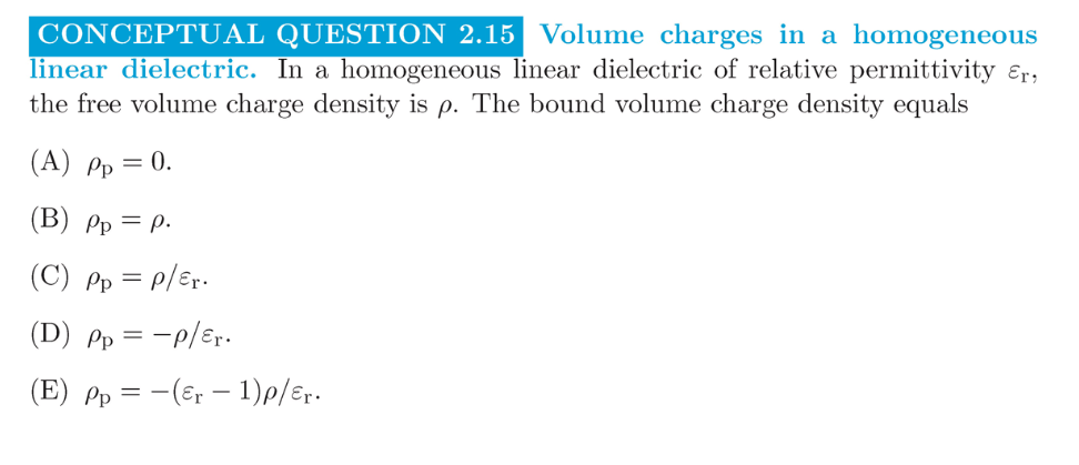 Solved CONCEPTUAL QUESTION 2.15 Volume charges in a | Chegg.com