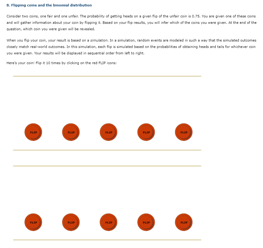 Solved 8. Flipping coins and the binomial distribution | Chegg.com
