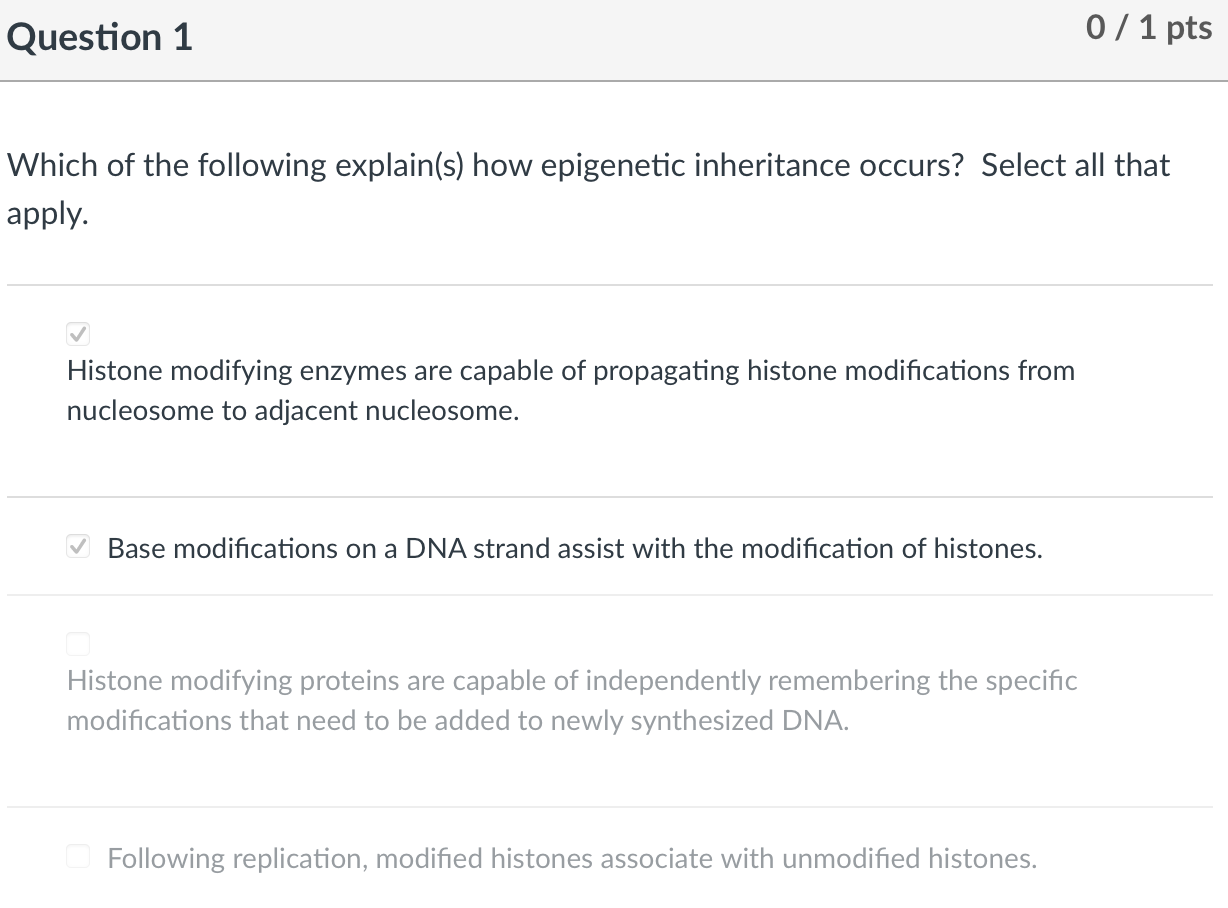 Solved Which of the following explain(s) how epigenetic | Chegg.com