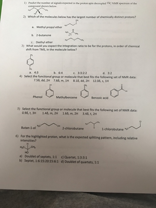 Solved 1) Predict the number of signals expected in the | Chegg.com