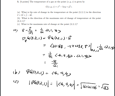 Solved 5. [6 points] The temperature of a gas at the point | Chegg.com