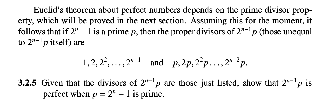 Solved Euclid's theorem about perfect numbers depends on the | Chegg.com