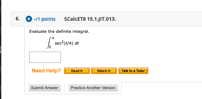 Solved 6. -/1 points ScalcET8 15.1.JIT.013. Evaluate the | Chegg.com