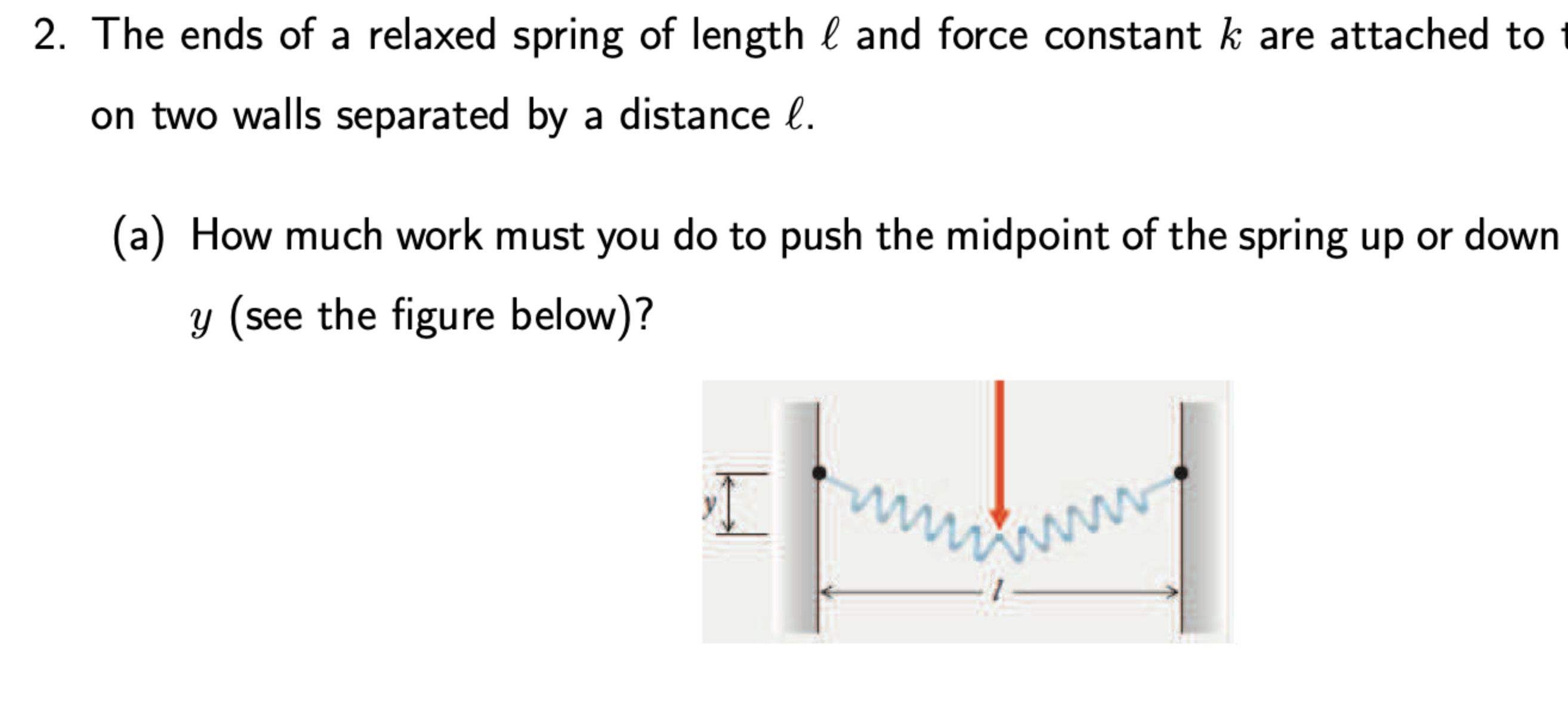 Solved The ends of a relaxed spring of length l and force | Chegg.com