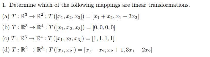 Solved 1. Determine which of the following mappings are | Chegg.com