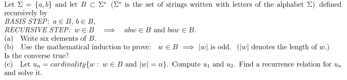 Solved Let Σ = {a,b} and let B C * (E* is the set of strings | Chegg.com