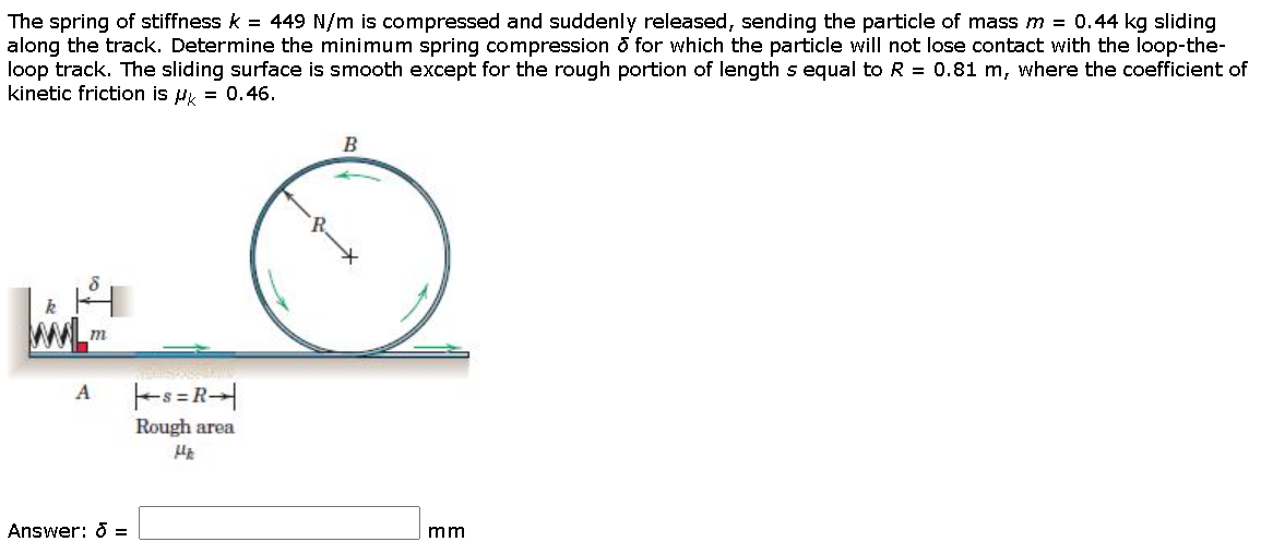 Solved The spring of stiffness k = 449 N/m is compressed and | Chegg.com