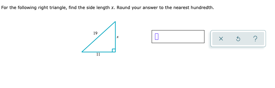 Solved For the following right triangle, find the side | Chegg.com