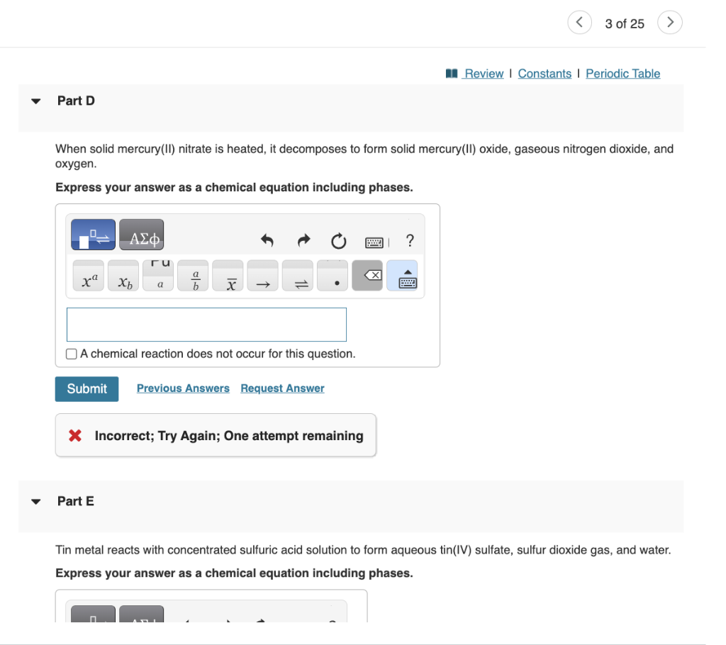 Solved When solid mercury(II) nitrate is heated, it | Chegg.com