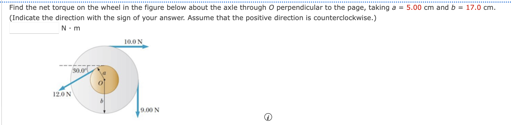 Solved Find the net torque on the wheel in the figure below | Chegg.com