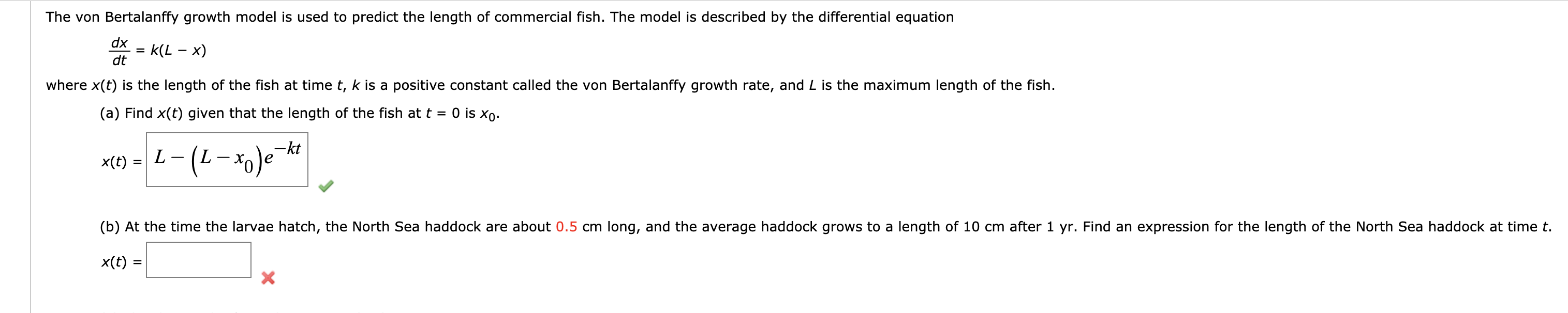 Solved The von Bertalanffy growth model is used to predict | Chegg.com