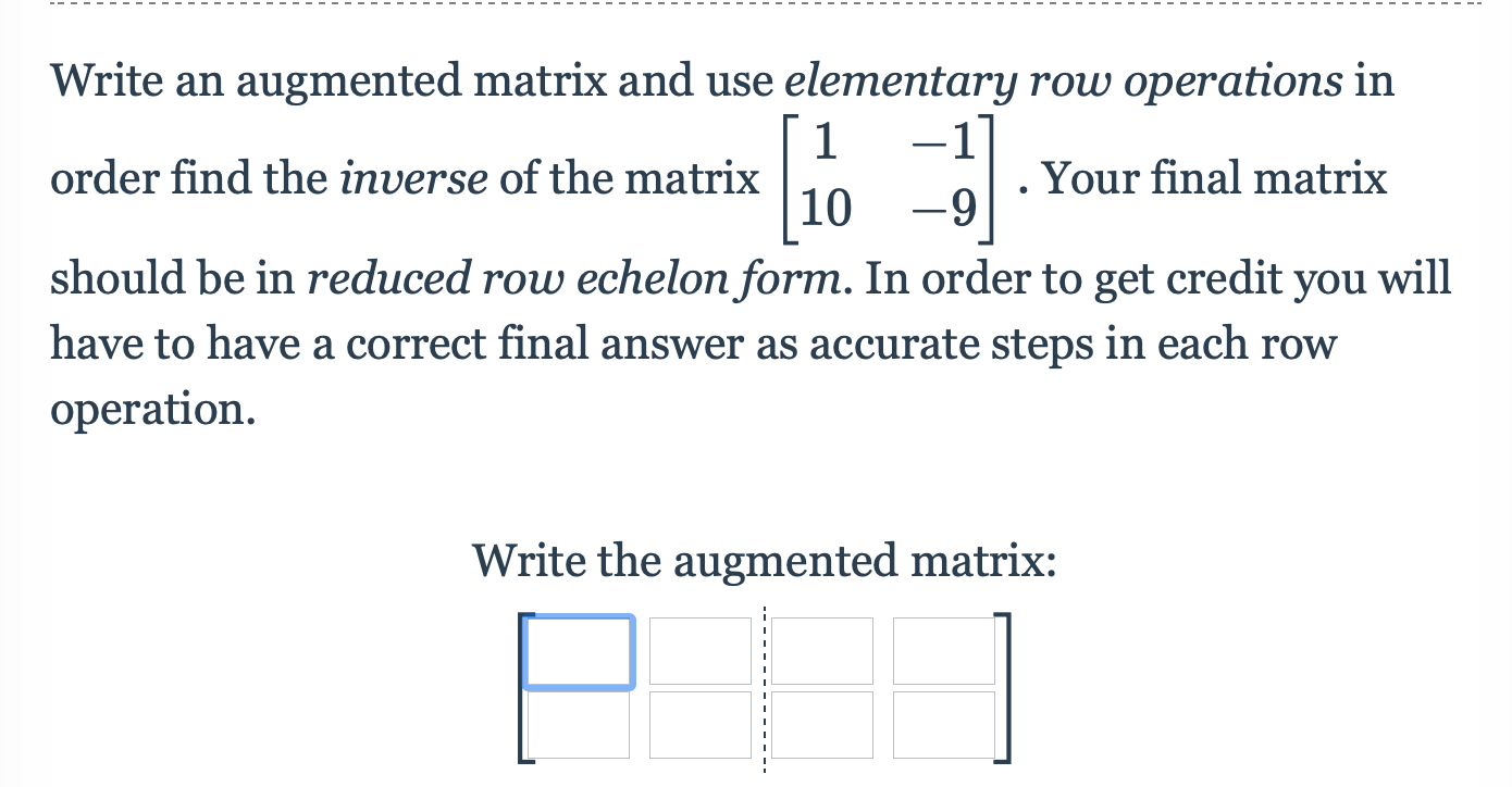 Solved Write an augmented matrix and use elementary row | Chegg.com