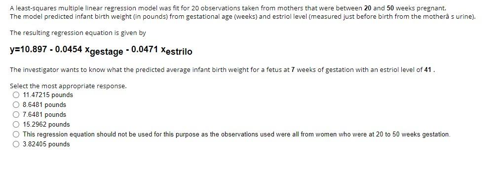 Solved A least-squares multiple linear regression model was | Chegg.com