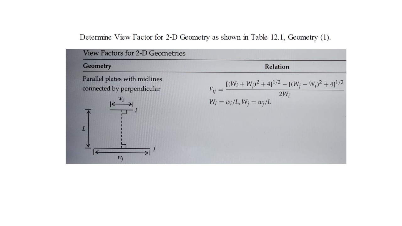Solved Determine View Factor for 2-D Geometry as shown in | Chegg.com