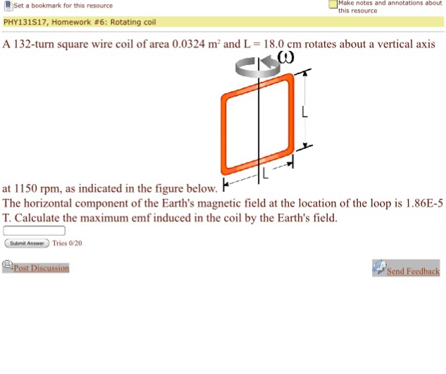 Solved A 132-turn square wire coil of area 0.0324 m^2 and L | Chegg.com