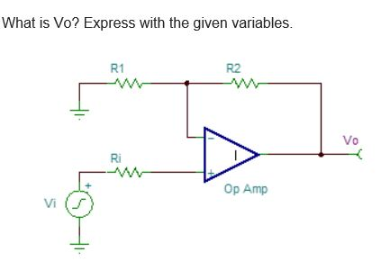 Solved What is Vo? Express with the given variables. Op Amp | Chegg.com