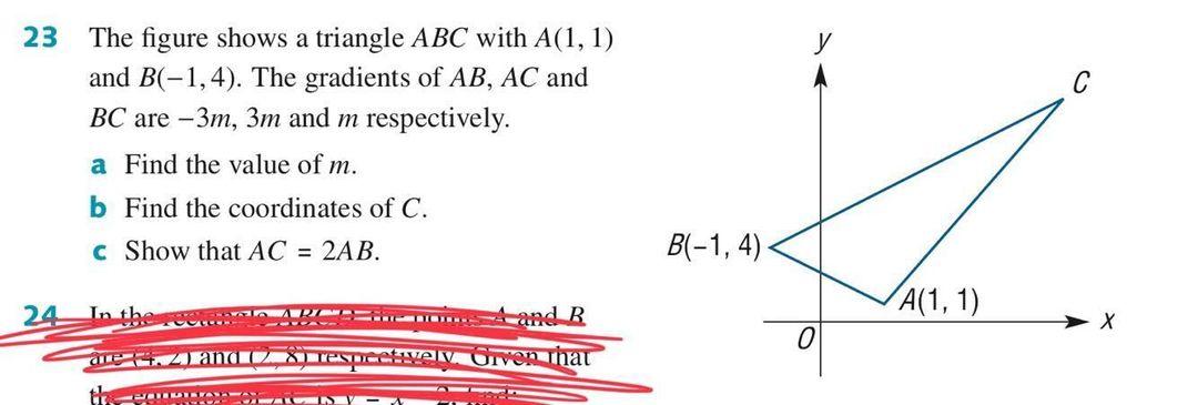 Solved 23 The figure shows a triangle ABC with A(1, 1) and | Chegg.com