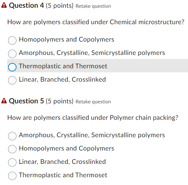 Solved How are polymers classified under Chemical | Chegg.com