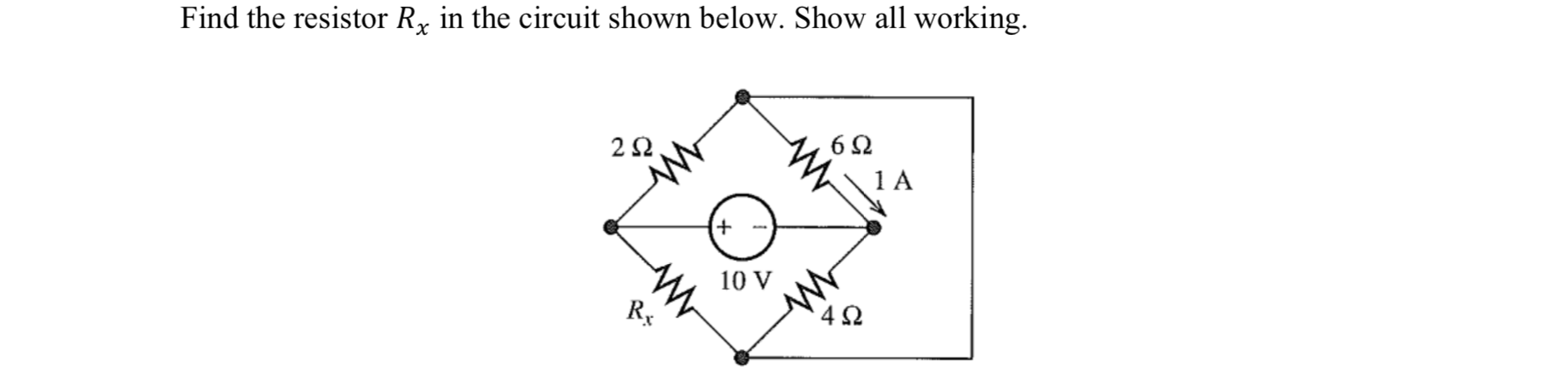 Solved Find the resistor Rx in the circuit shown below. Show | Chegg.com
