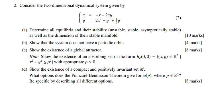 Solved Consider the two-dimensional dynamical system given | Chegg.com