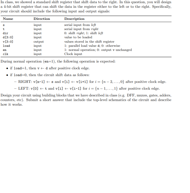 S t en In class, we showed a standard shift register | Chegg.com