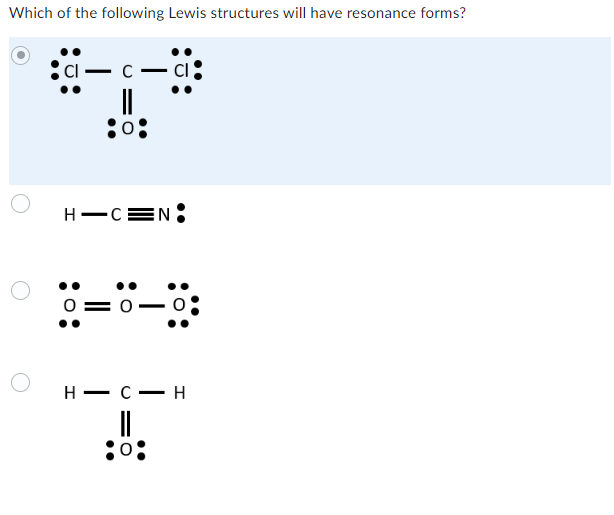 Solved Which of the following Lewis structures will have | Chegg.com