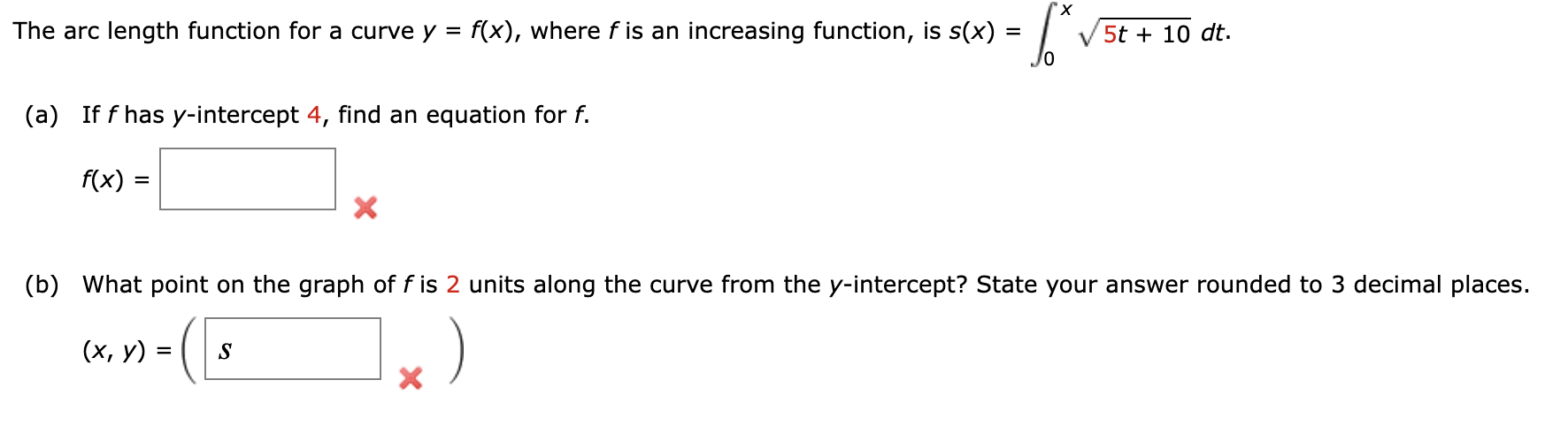 Solved The arc length function for a curve y=f(x), ﻿where f | Chegg.com
