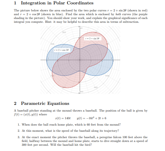 Solved 1 Integration in Polar Coordinates The picture below | Chegg.com