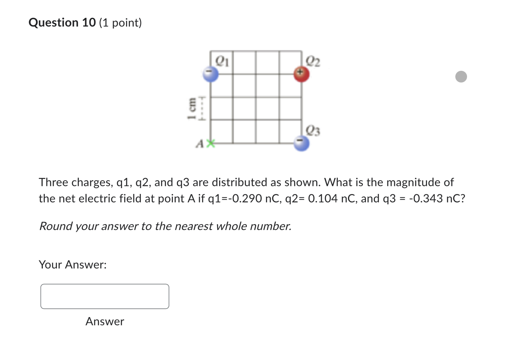 Solved Question 10 (1 point) Three charges, q1, q2, and q3 | Chegg.com