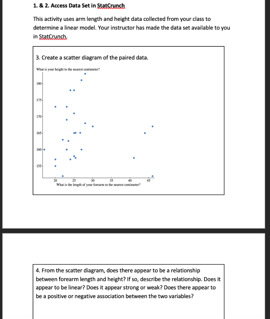 Solved 1. & 2. Access Data Set in StatCrunch This activity | Chegg.com