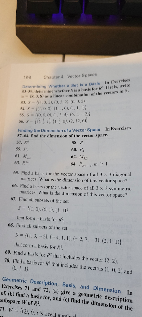 Solved 194 Chapter 4 Vector Spaces Determining Whether a Set | Chegg.com