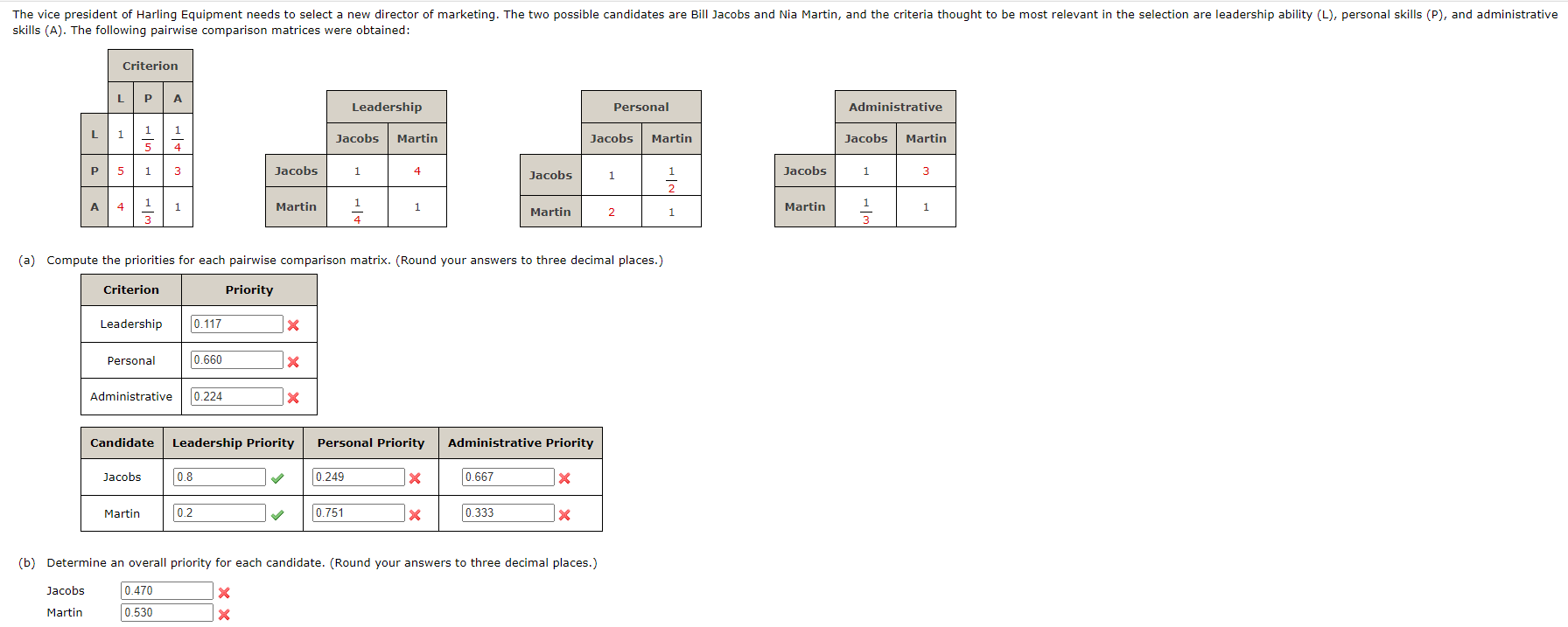 Solved skills (A). ﻿The following pairwise comparison | Chegg.com